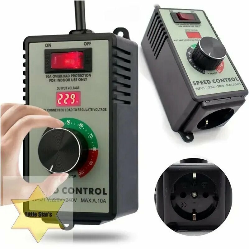 Розетка с регулятором мощности, Регулятор контролем напряжения и оборотов, мощности двигателя вентилятора, Стабилизатор напряжения, диммер