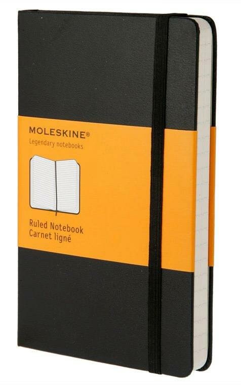 Блокнот Moleskine Classic Pocket 90х140 мм, 192 стр, линейка твердая обложка черная (MM710)