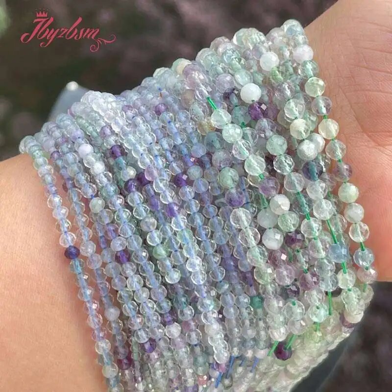 Натуральный ларимар, берил, флюорит бисер 2/3/4 мм jbyzbsm 15 дюймов 4mm Approx 90-92pcs, Fluorite