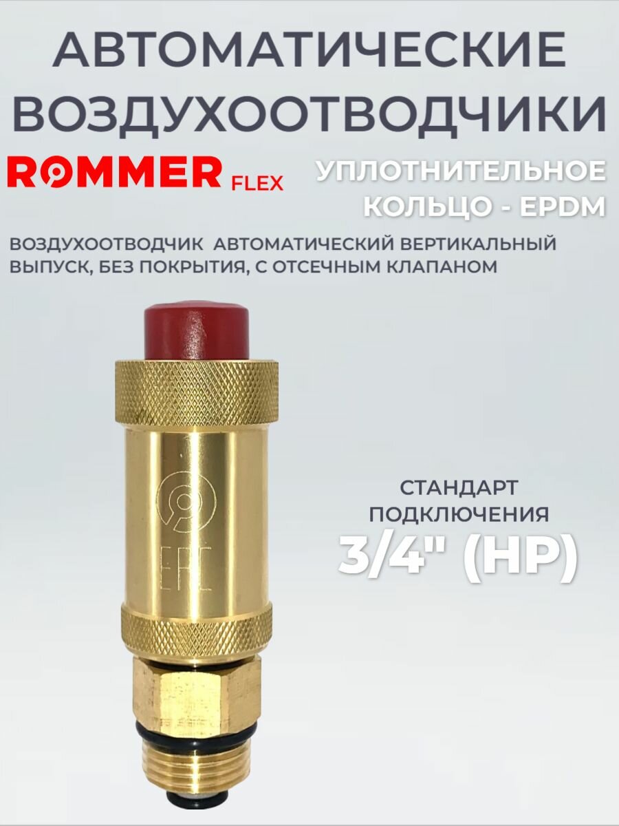 Автоматические воздухоотводчики ROMMER FLEX с отсечным клапаном 3/4"