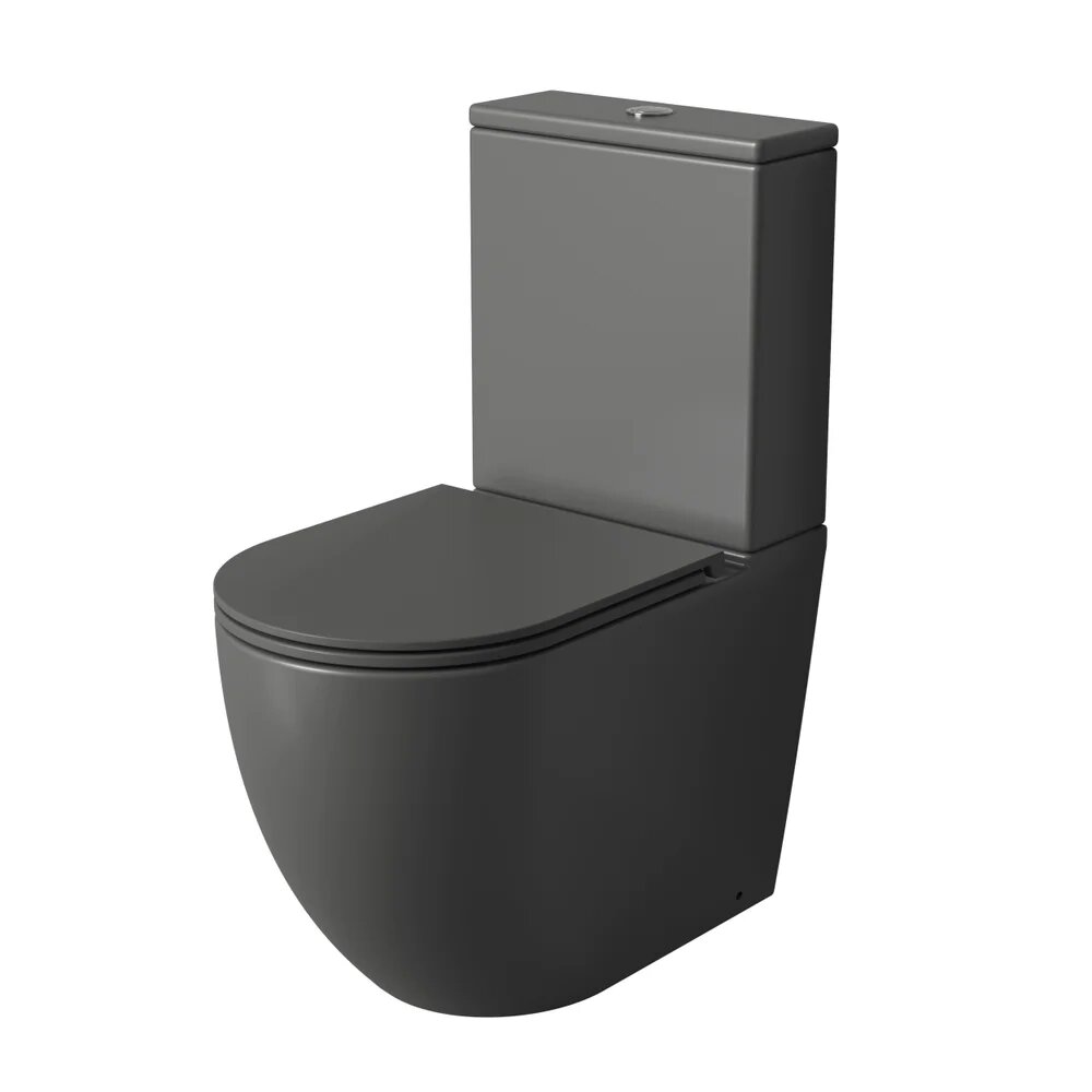 Унитаз-компакт напольный Grossman GR-4494GMSQ с микролифтом, безободковый, антивсплеск, фаянсовый, серый, матовый, овальный, с нижним подводом, сиденье для унитаза в комплекте