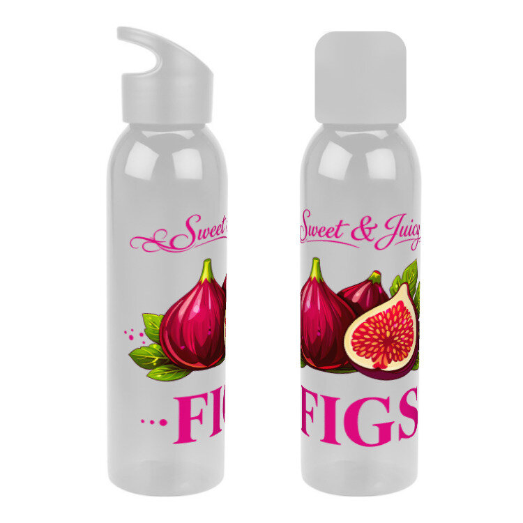 Бутылка для воды «Инжир с надписью Figs, sweet, juicy» (серый)