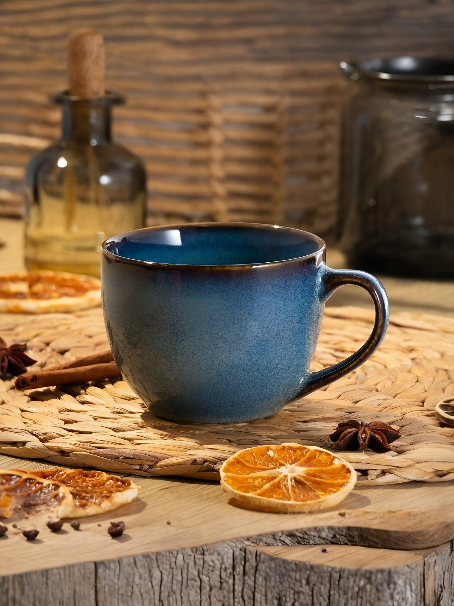 Кружка керамическая Daniks «Бездна» 450 мл, сине-градиентная, подходит для СВЧ и посудомоечной машины, арт. 223765-D