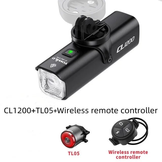 Умный переключатель TOWILD CL1200 для велосипедных фар, дистанционное управление, батарея 4000 мАч, перезаряжаемая батарея Type-C, для дорожных и горных велосипедов