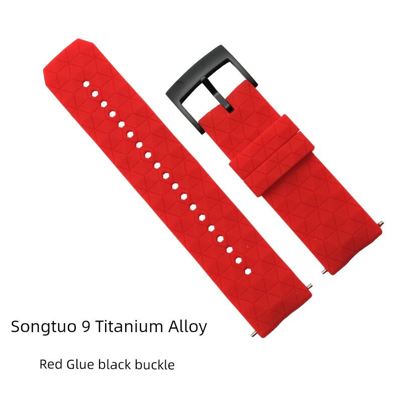 Часы Suunto 9 из титана с красным резиновым ремешком и черным браслетом