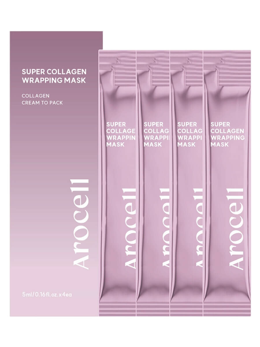 Коллагеновая маска-плёнка для сияния и гладкости кожи Super Collagen Wrapping Mask 4 X 5 г, AROCELL