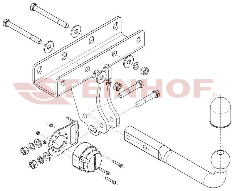 Фаркоп на Jeep Wrangler JL (кроме AdBlue) 2018- без снятия и подрезки бампера (паспорт и сертификат в комплекте)(без электрики) Steinhof. J-081