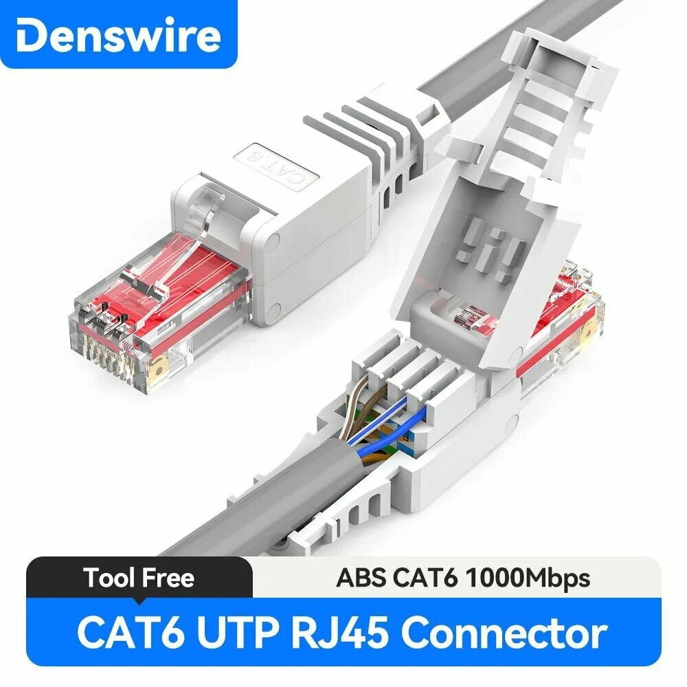 Разъем RJ45 CAT7/CAT6A, экранированный, из цинкового сплава, для подключения Ethernet, подходит для одножильных и многожильных кабелей