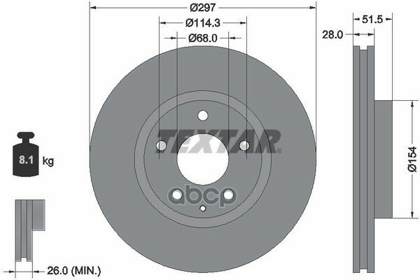 92257405 диск тормозной передний! Mazda 6/CX-5 2.0/2.2TD 11> Textar арт. 92257405