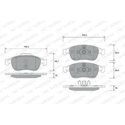 Колодки тормозные дисковые передние WEEN 151-2697 Renault Duster + ABS, Kaptur, Megane III, Fluence, Scenic III, Grand Scenic III, Dokker Nissan Terrano D10