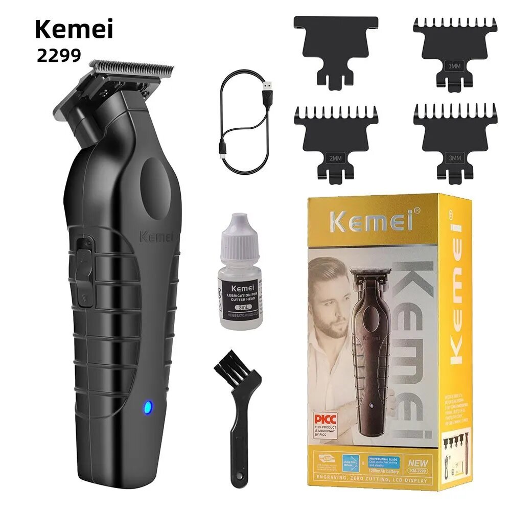 Kemei Триммер для бороды и усов KM-2299, кол-во насадок 3