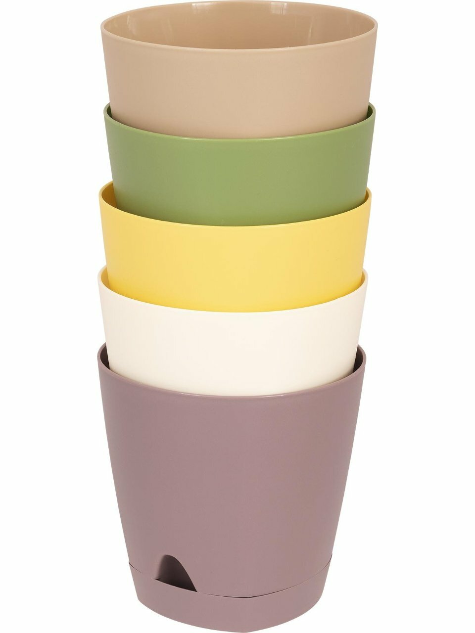 Набор горшков для цветов Amsterdam ING6217МИКС2, 5 шт, 1 л, прикорневой полив, 110 см, разноцветный микс, с поддоном