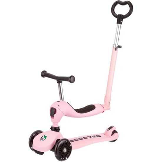 Самокат-трансформер Slider IT49P с ручкой управлени, цвет розовый