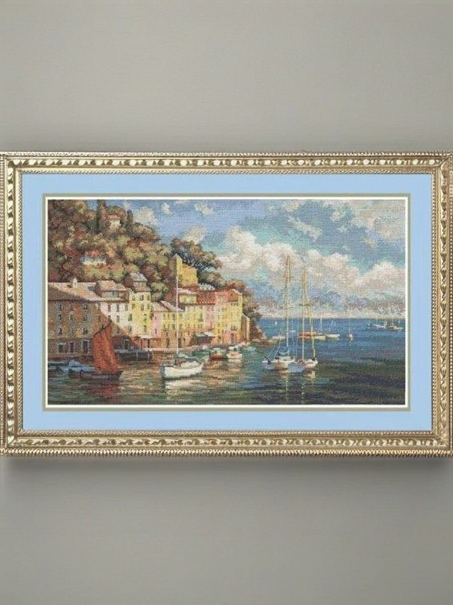 Набор для вышивки Amishop "Итальянское побережье", 18CT Aida, 250x142 стежков, 45 цветов, 20 x 35 см, Panna MT-1383