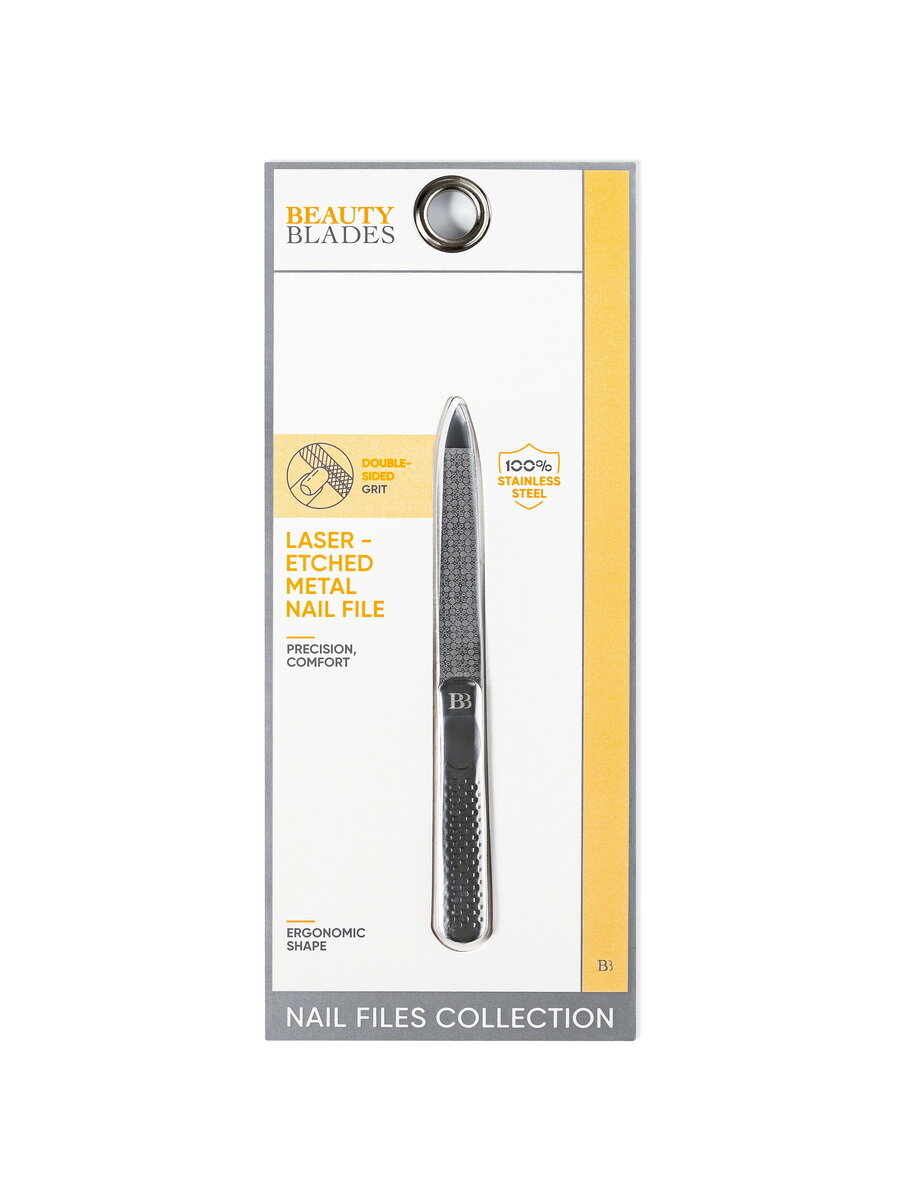 Пилка маникюрная Beautyblades, металлическая, двусторонняя, длина 11,8 см.