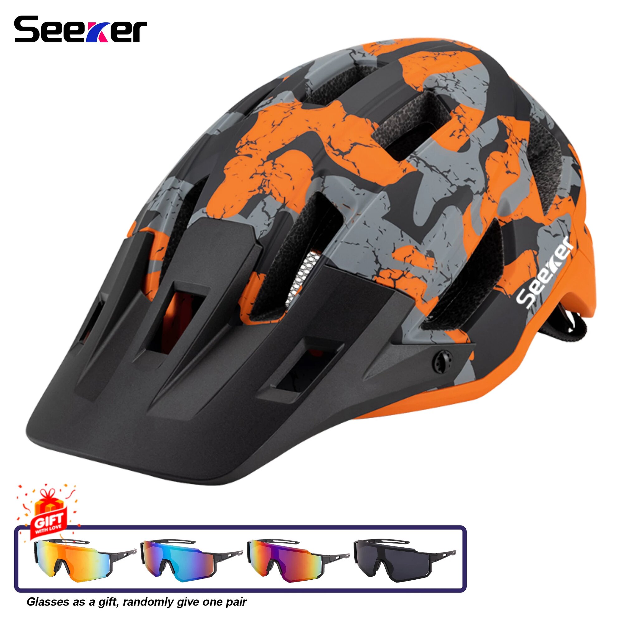 Велошлем Seeker оранжевый, взрослый