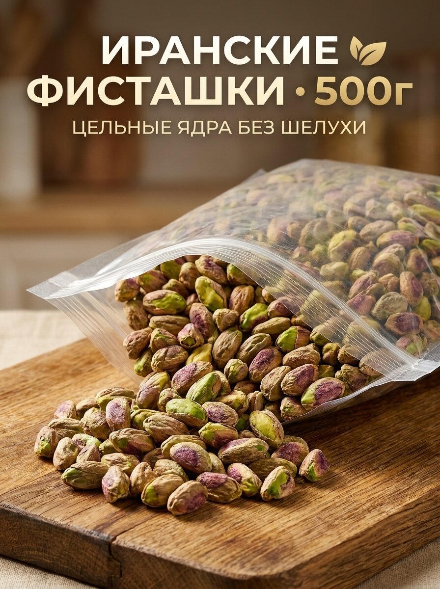 Очищенные ядра фисташки, отборные, без обжарки орехи, свежего урожая 500 грамм