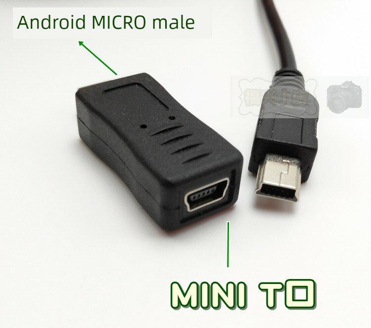 Черный адаптер MINI женский к Micro USB мужской с гибким разъемом для зарядки