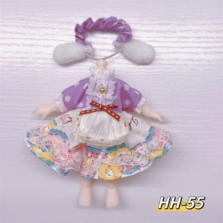 8-дюймовый костюм для кукол BJD: Милое школьное платье-комбинезон в стиле JK для кукол 16-17 см (HH-55)