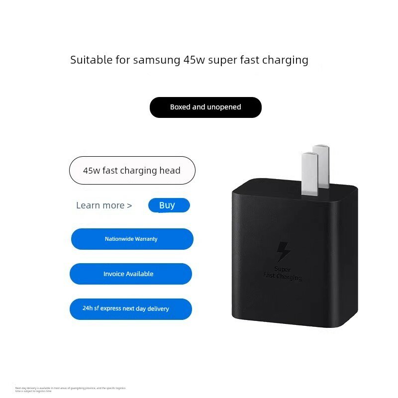 Samsung 45W адаптер быстрой зарядки для S26 Ultra S25 Ultra S25+ Z Fold