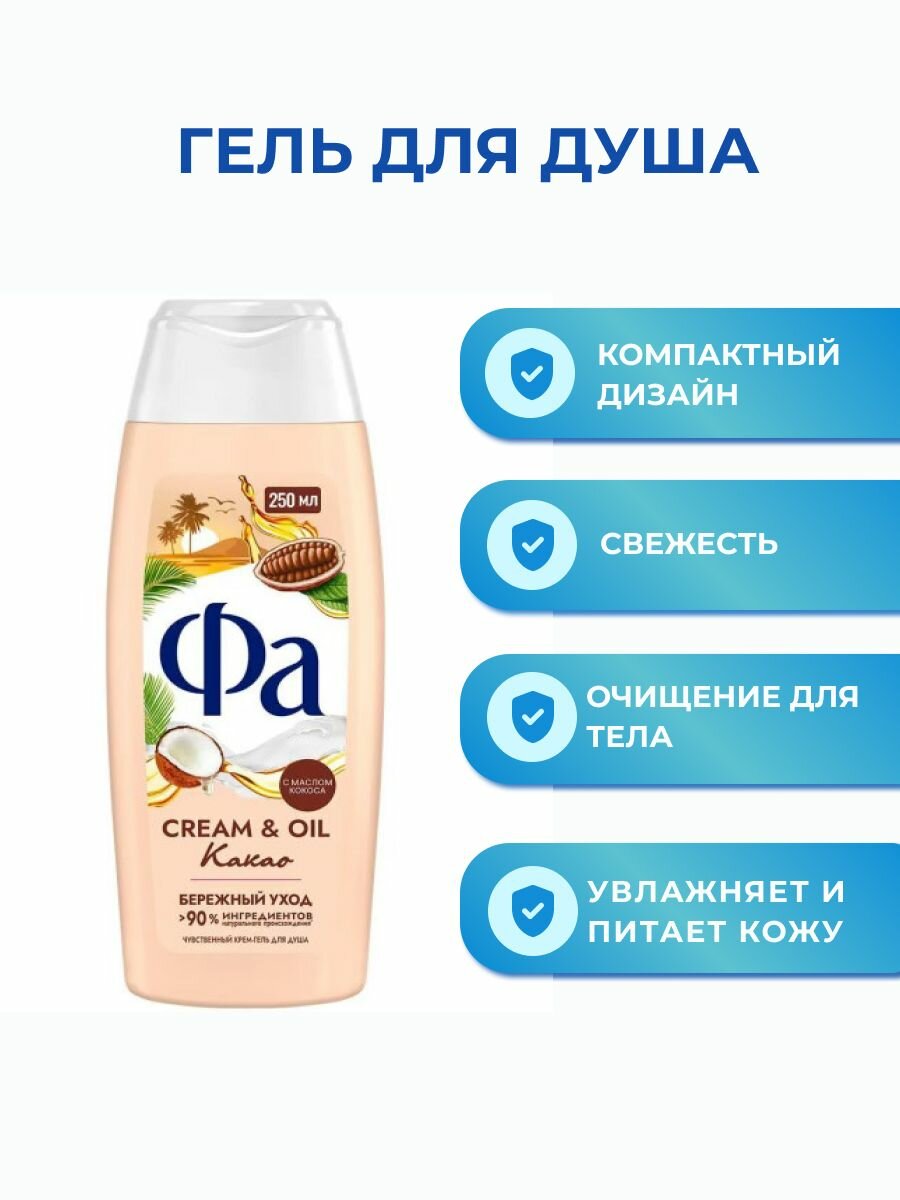 Фа Гель для душа женский Cream & Oil Какао, 250 мл