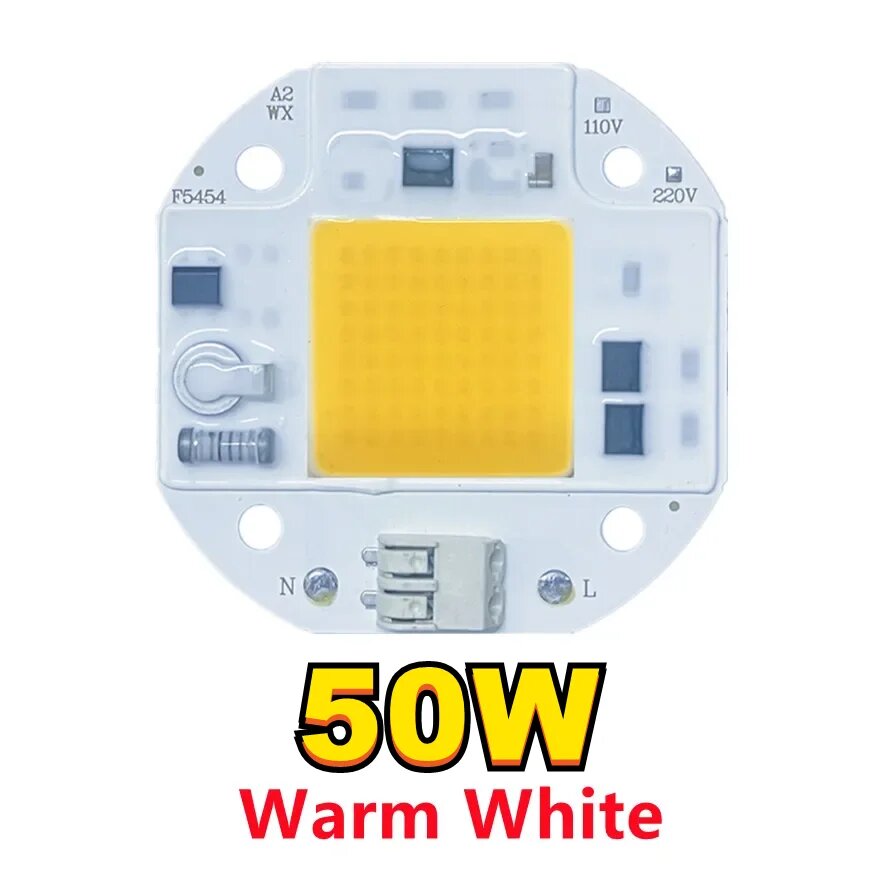 RnnTuu LED COB CHIP светильник 50Вт 70Вт 100Вт Warm White 50w, AC220V