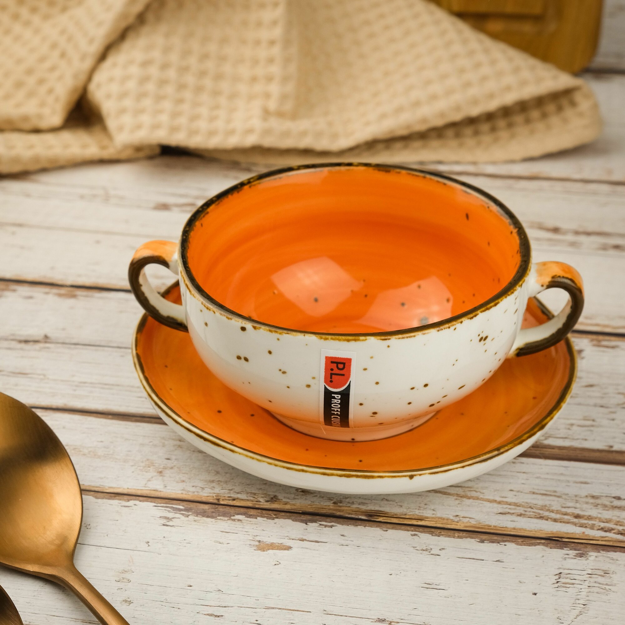 Супница с блюдцем, бульонница 260мл 10,5см Orange Sky P.L. Proff Cuisine 2шт