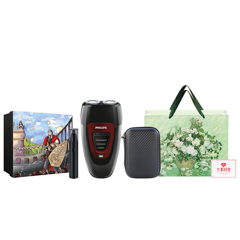 Электробритва роторная мужская PHILIPS PQ182, PQ182 Black White Rose Gift Box Set