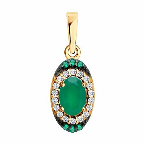 Подвеска, серебро, 925 проба, золочение, фианит, агат