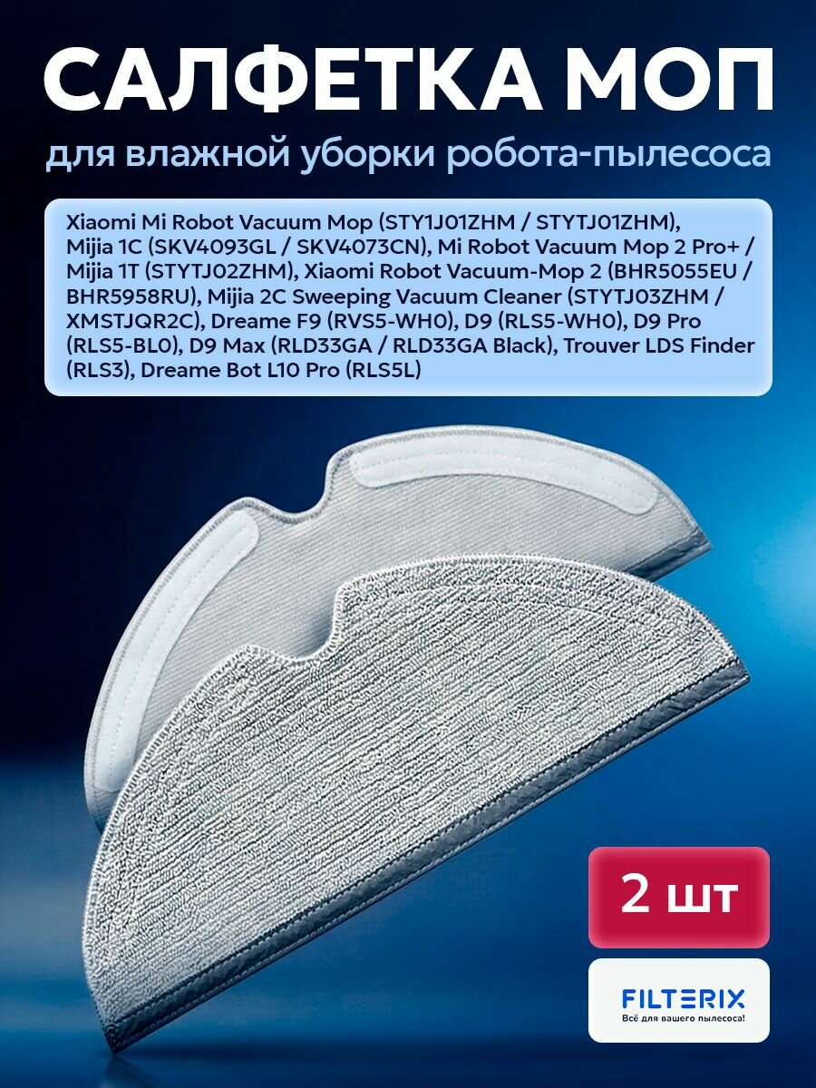 Тряпки для робота пылесоса Xiaomi Mijia 1C 2C, Mi Robot Vacuum-Mop, 4 шт, сменные салфетки