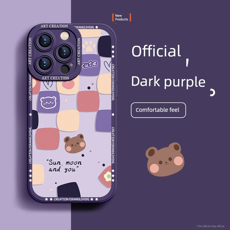 Чехол для iPhone X из жидкого силикона в цвете темно-фиолетовый с рисунком в клетку, премиум-материал, мягкая