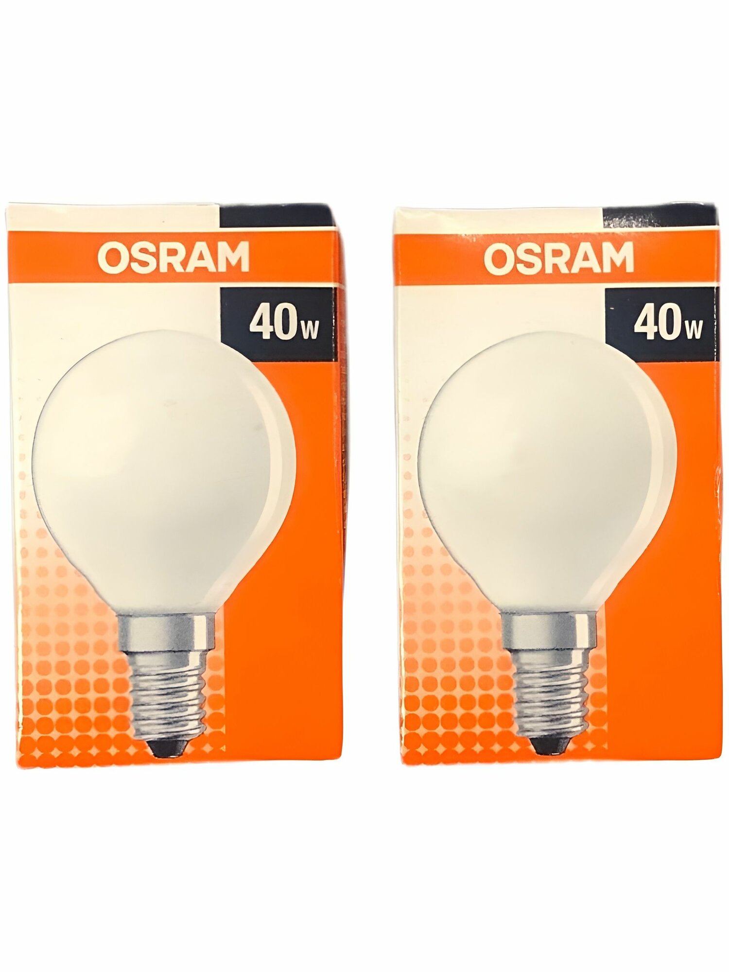 Лампа накливания Osram E14 40W шарик матовый -2 штуки Индонезия