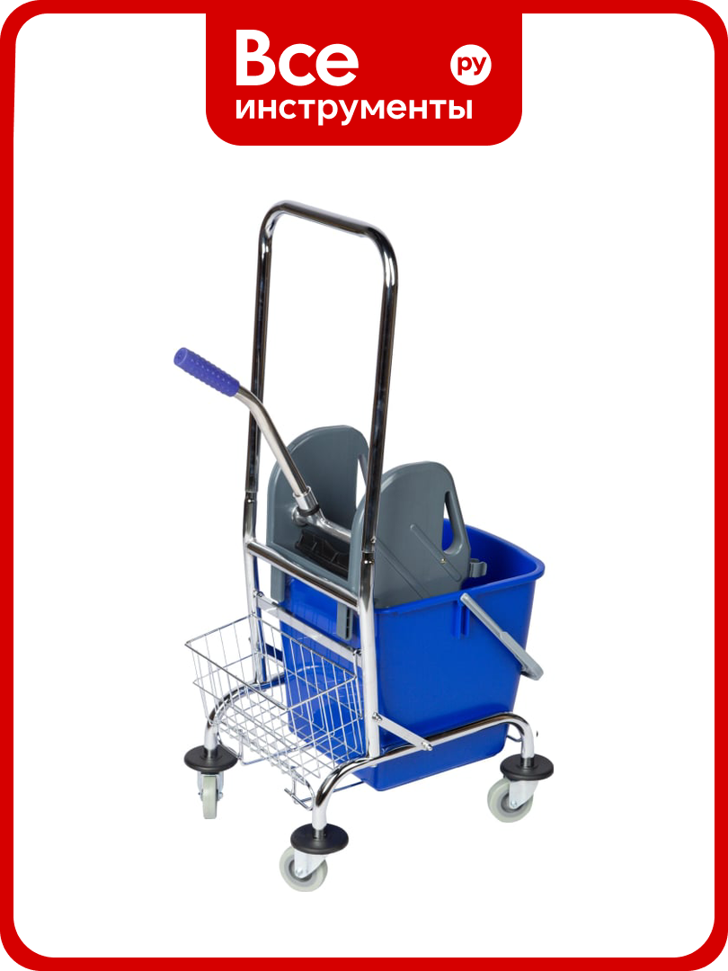 Тележка для мытья полов Luscan Professional с отжимным прессом, 26 л, 56x40x94 см 1642314