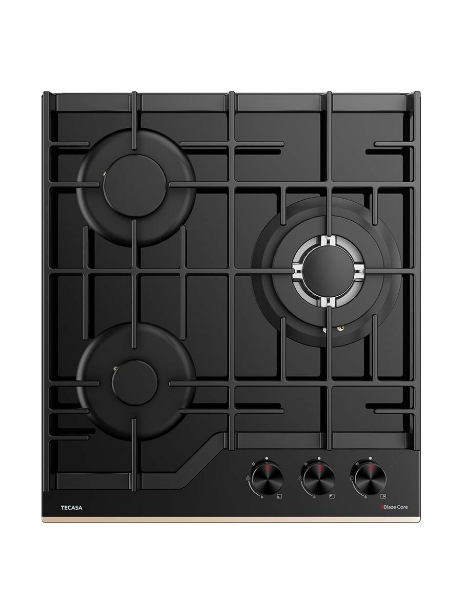 Газовая варочная панель TECASA встраиваемая 3 конфорки, WOK-конфорка, газ-контроль, 45 см, TGH41GCVB