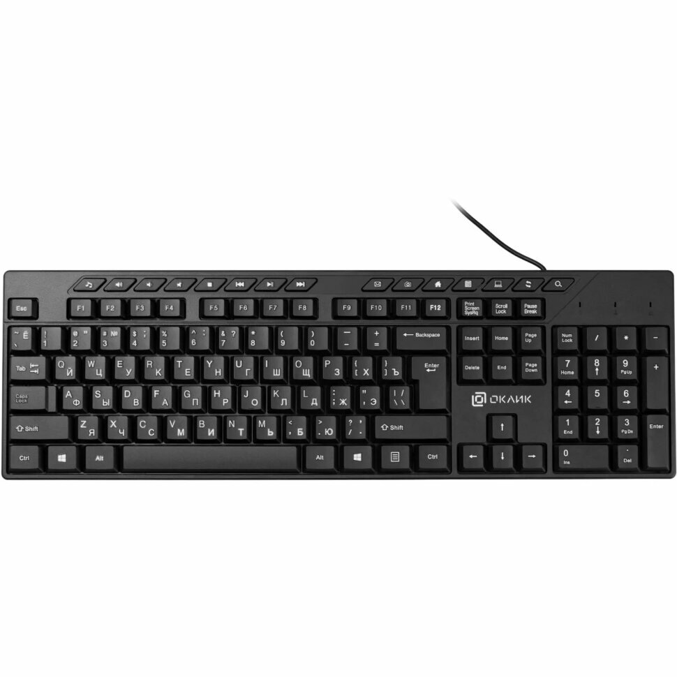 Клавиатура Oklick 125M черный USB Multimedia (1678108), 1813621