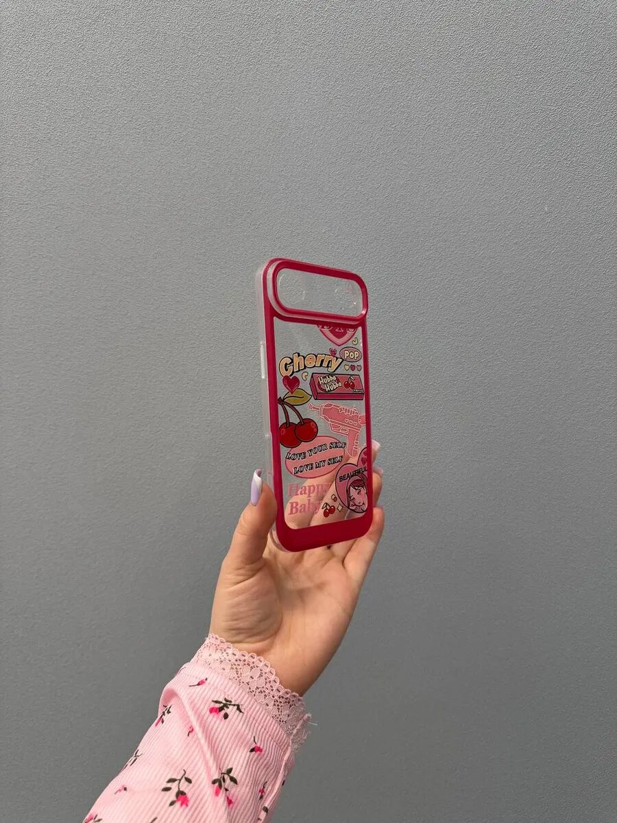 Чехол на Iphone 17 Air, цвет красный, принт "Интересные вишни" . — фото 1