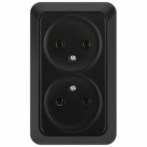 Розетка 2-м ОП Quadro 2-203-05 16А IP20 2х2P 250В без заземл. антрацит Intro Б0069695
