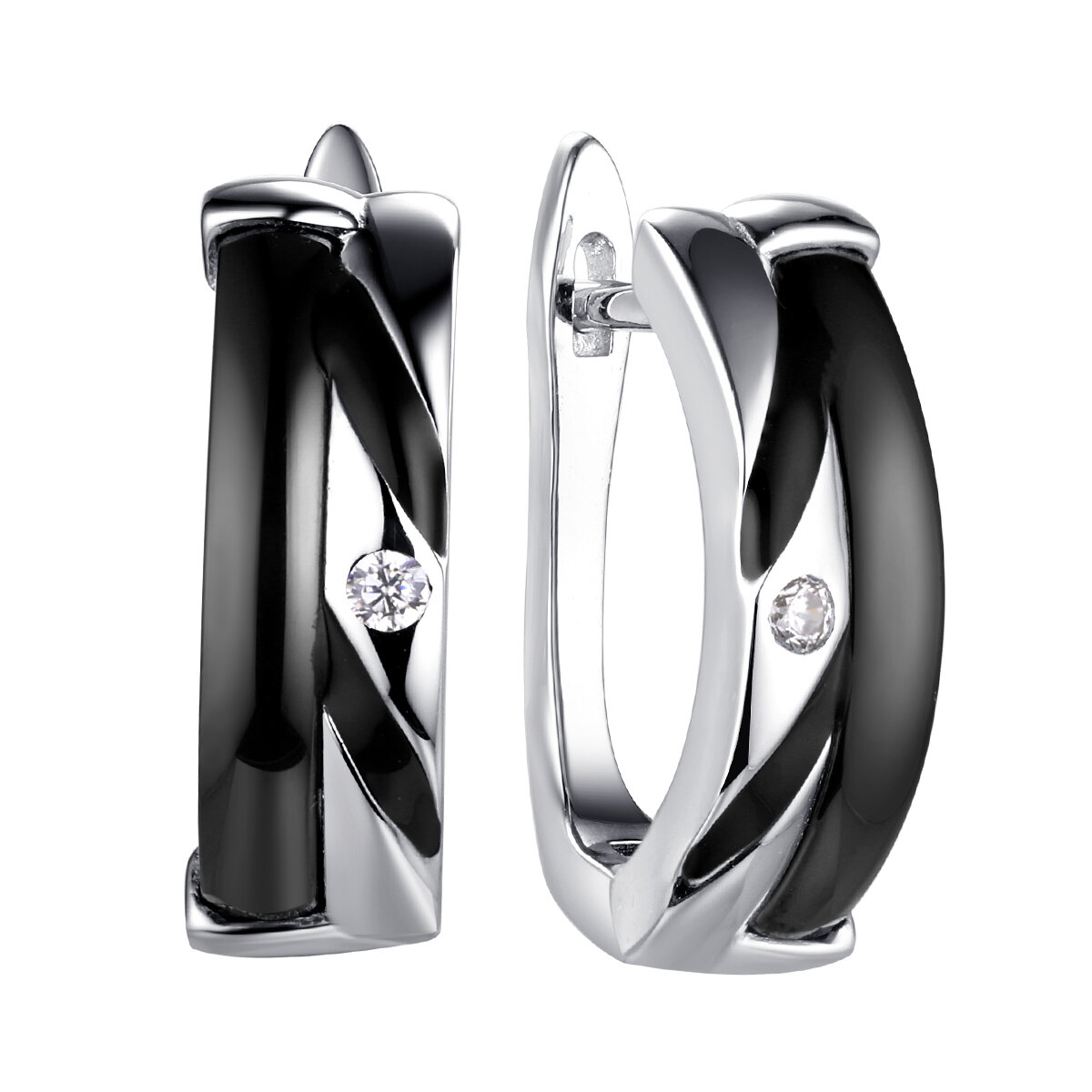 Серьги, серебро, 925 проба, эмаль, керамика, фианит