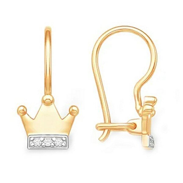 Серьги, красное золото, 585 проба, фианит