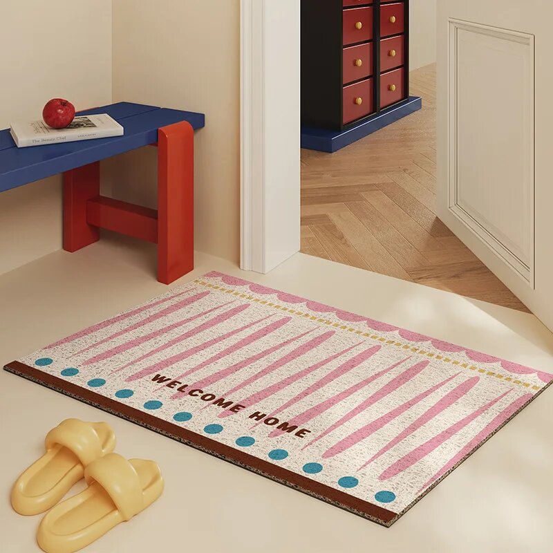Розовый коврик ПВХ 50x80 см "Welcome Home"