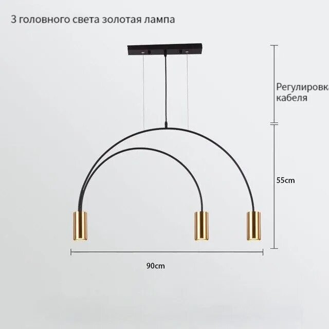 RUIBO Люстра LED 5 Вт, 3 лампы, черный/бронза, металл, современный стиль, 220В — фото 1