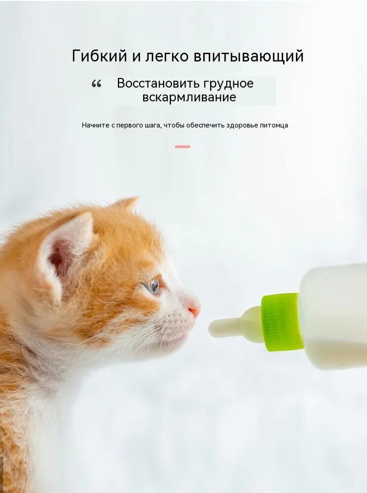 Бутылочка для кормления котят и щенков, 60мл, силиконовая соска, антиколик
