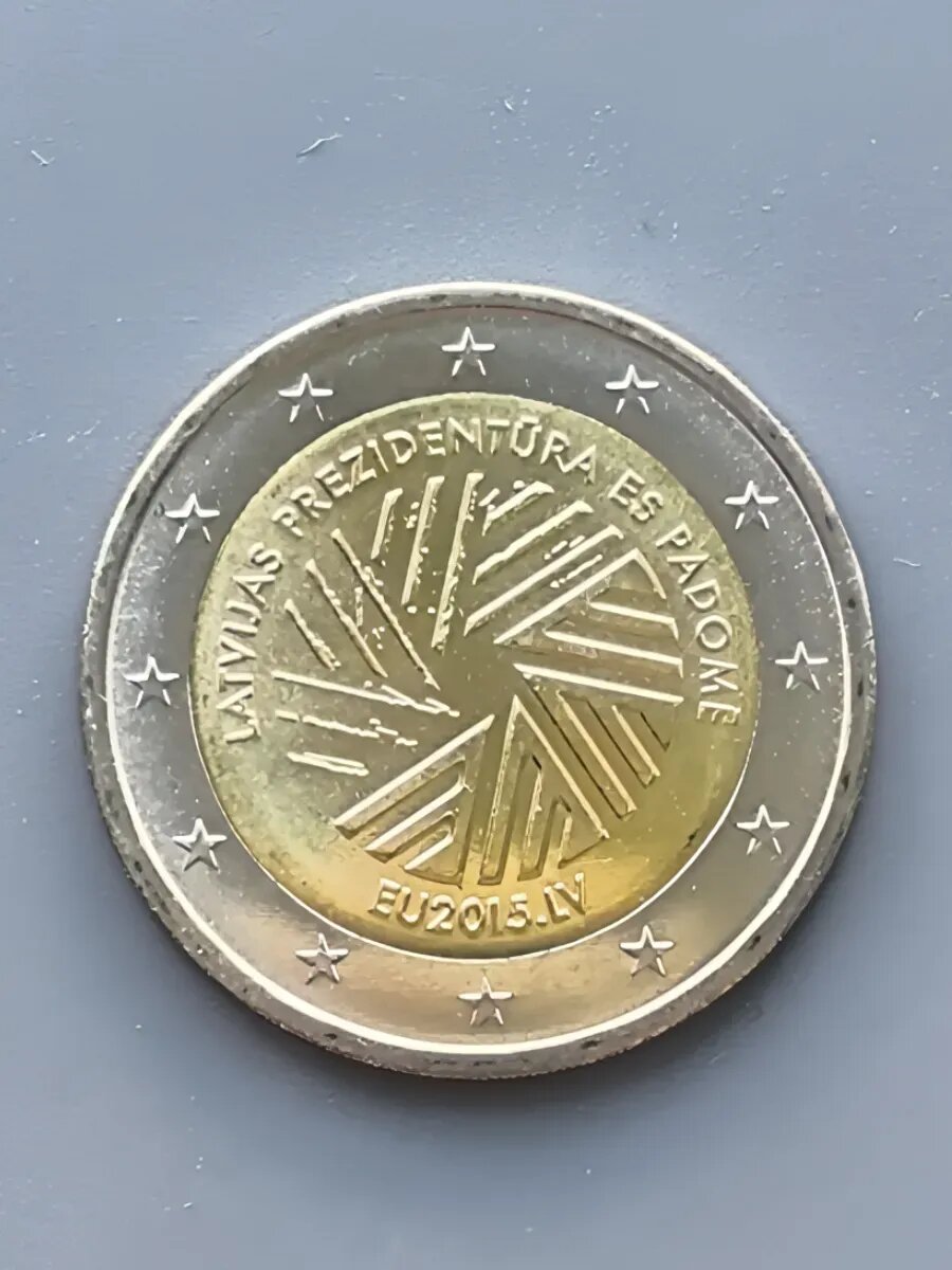 Монета 2 евро Латвия 2015 "Представительство в ЕС"