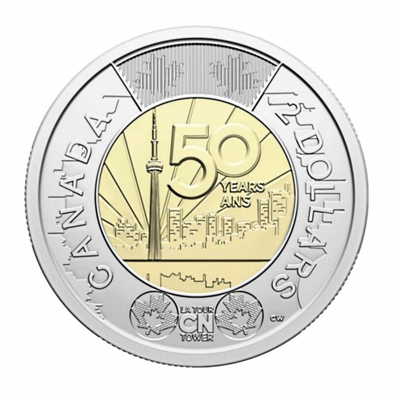 2 доллара Канады 2026 г. 50 лет телебашни Си-Эн Тауэр