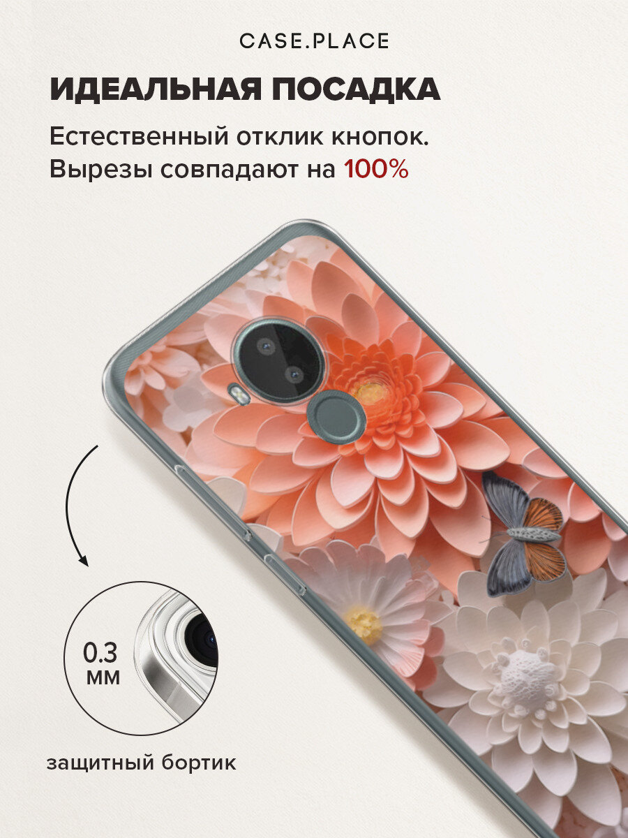 Силиконовый чехол на Nokia C30 / Нокия C30 с принтом "Бумажные цветы" — фото 1