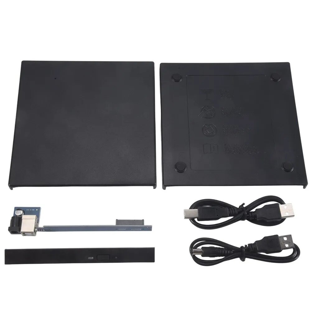 Корпус для DVD-проигрывателя 12,7 мм с USB 2.0 и поддержкой DVD/CD-ROM для ноутбука и настольного ПК.