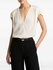 Блуза VINCE Ruched cap-sleeve blouse, размер 8-10, бежевый/белый