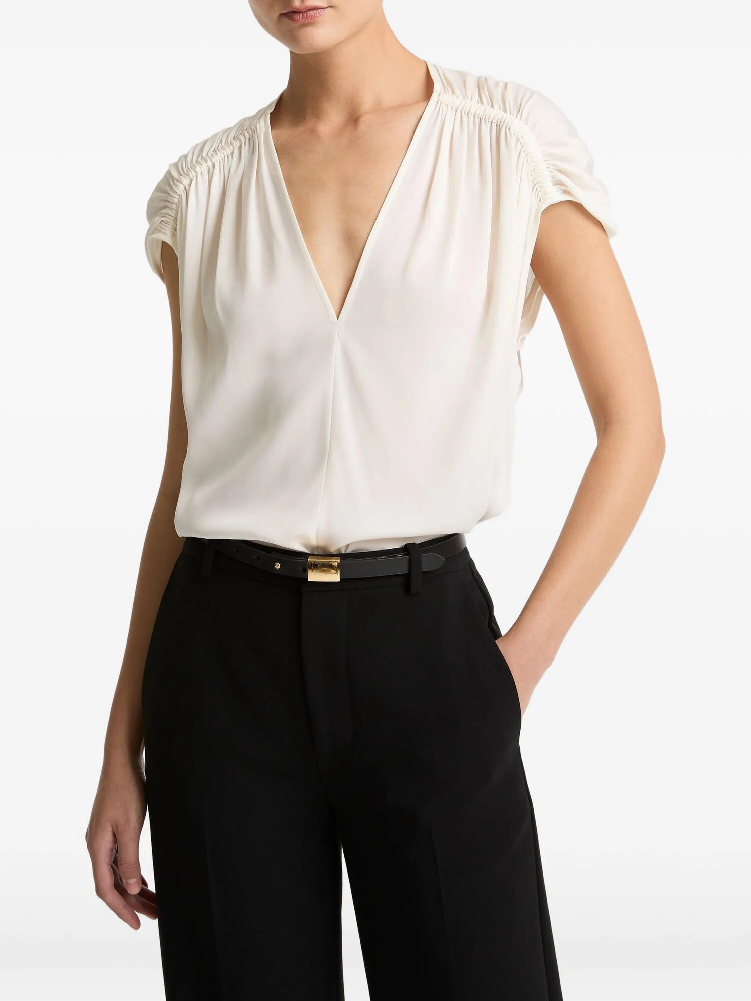 Блуза Ruched cap-sleeve blouse