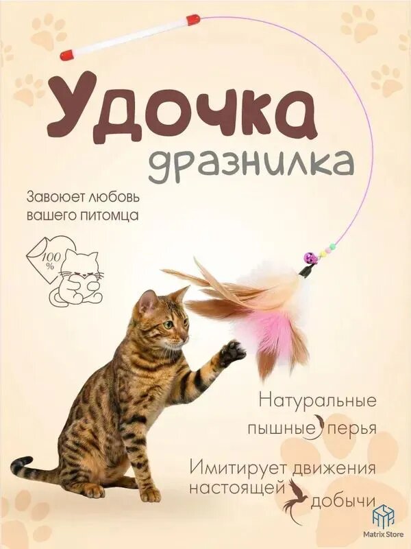Удочка дразнилка для кошек / Игрушки для котят, кота и кошки