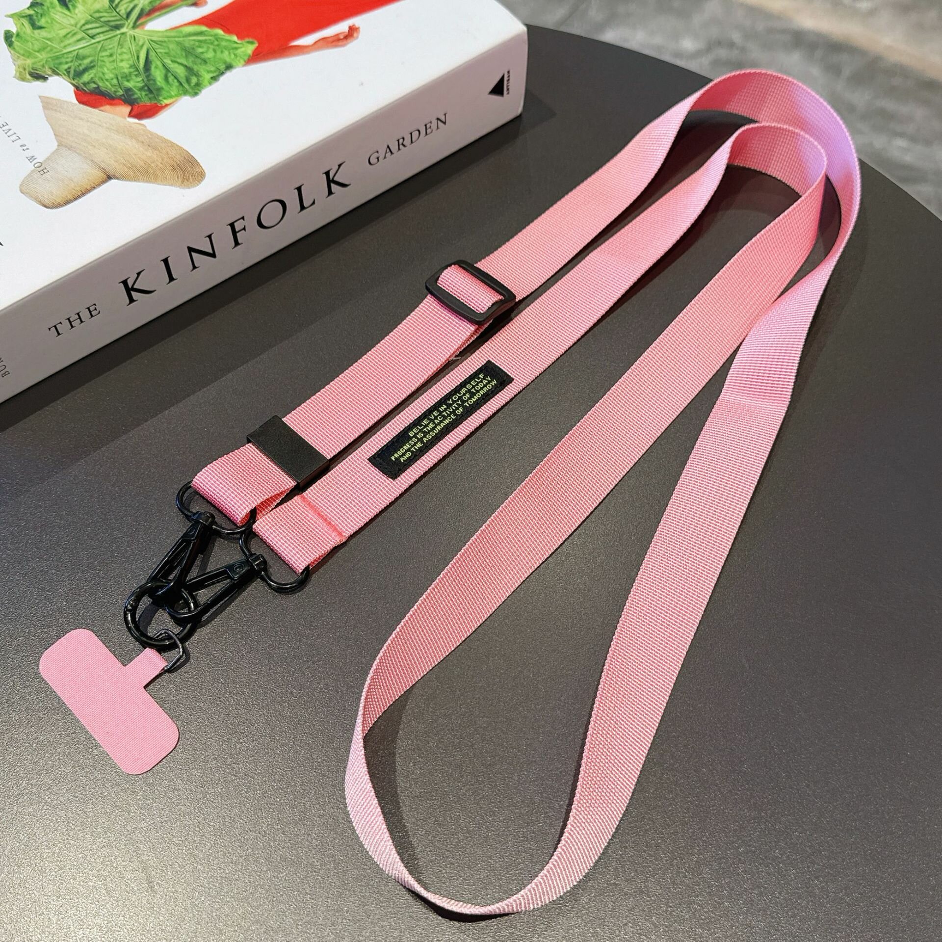 Ремешок для телефона через плечо регулируемый, с креплением для чехла, розовый